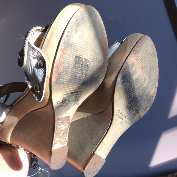 carnaby London Power | Shoes | Carna By Gray Metal Accents Wedges ...